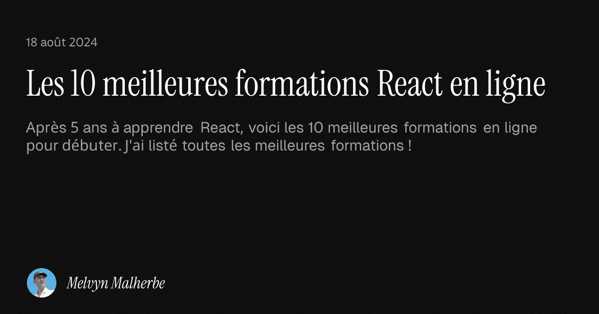 Les 10 meilleures formations React en ligne
