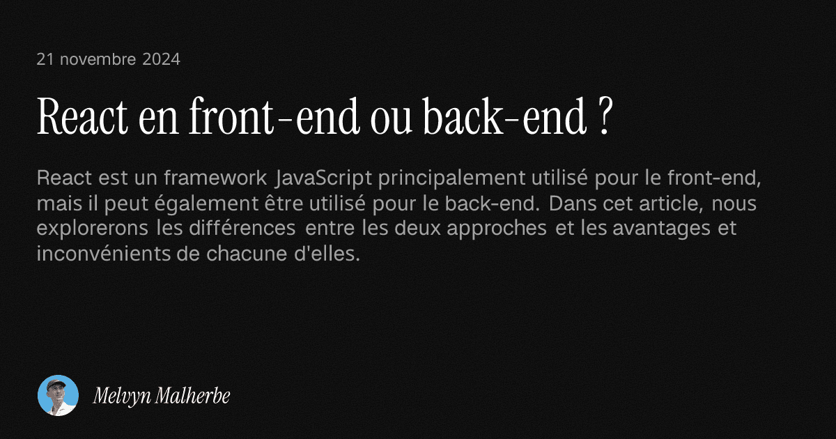 React en front-end ou back-end